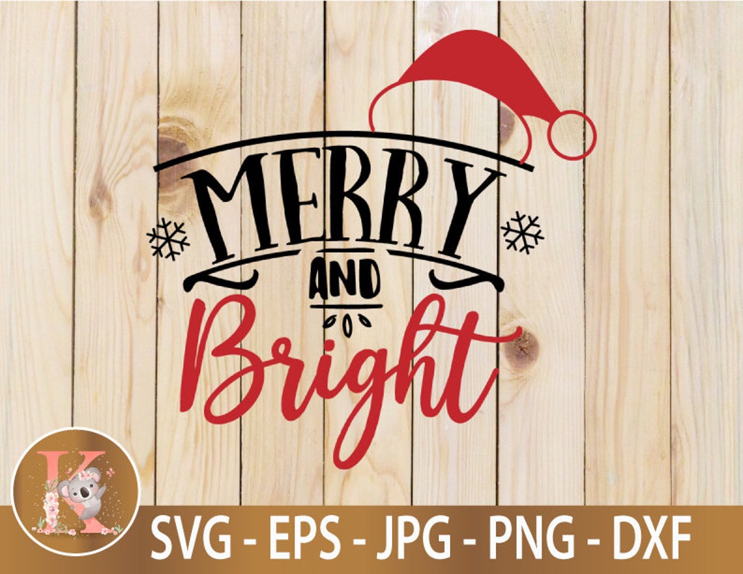 Merry Christmas Merry and Bright Santa Claus Noel Xmas - Etsy