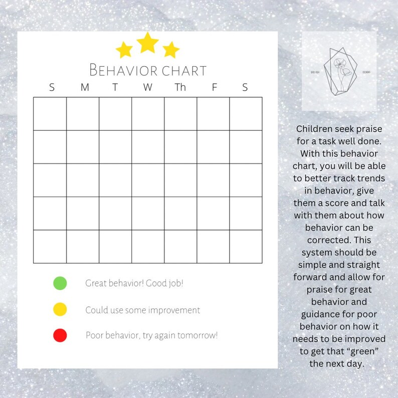 Children's Behavior Chart-printable - Etsy UK