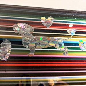 Dog Dachshund Pet Hearts Rainbow Suncatcher Sticker Window Film Decal ...