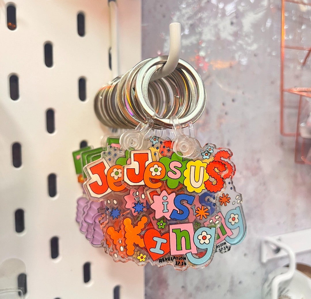 Jesus is King Keychain | Christian Car Key Ring | Clear Acrylic Car ...