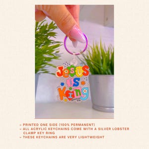 Jesus is King Keychain | Christian Car Key Ring | Clear Acrylic Car ...