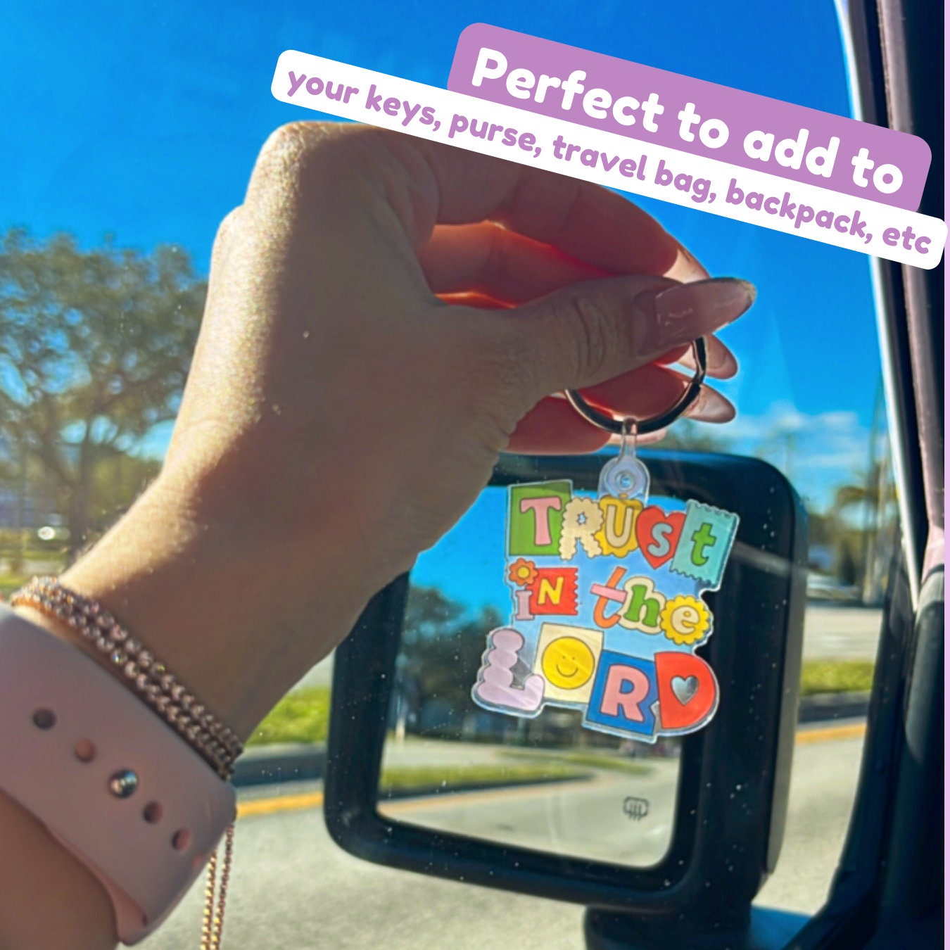 Trust the Lord Keychain -acrylic Car Charm -jesus Keychain -preppy ...