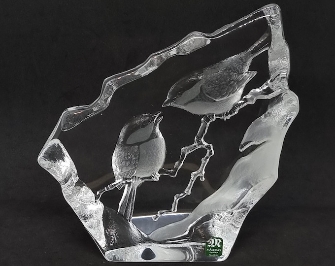 Collectible Mats Jonasson Målerås Lead Crystal Birds Paperweight