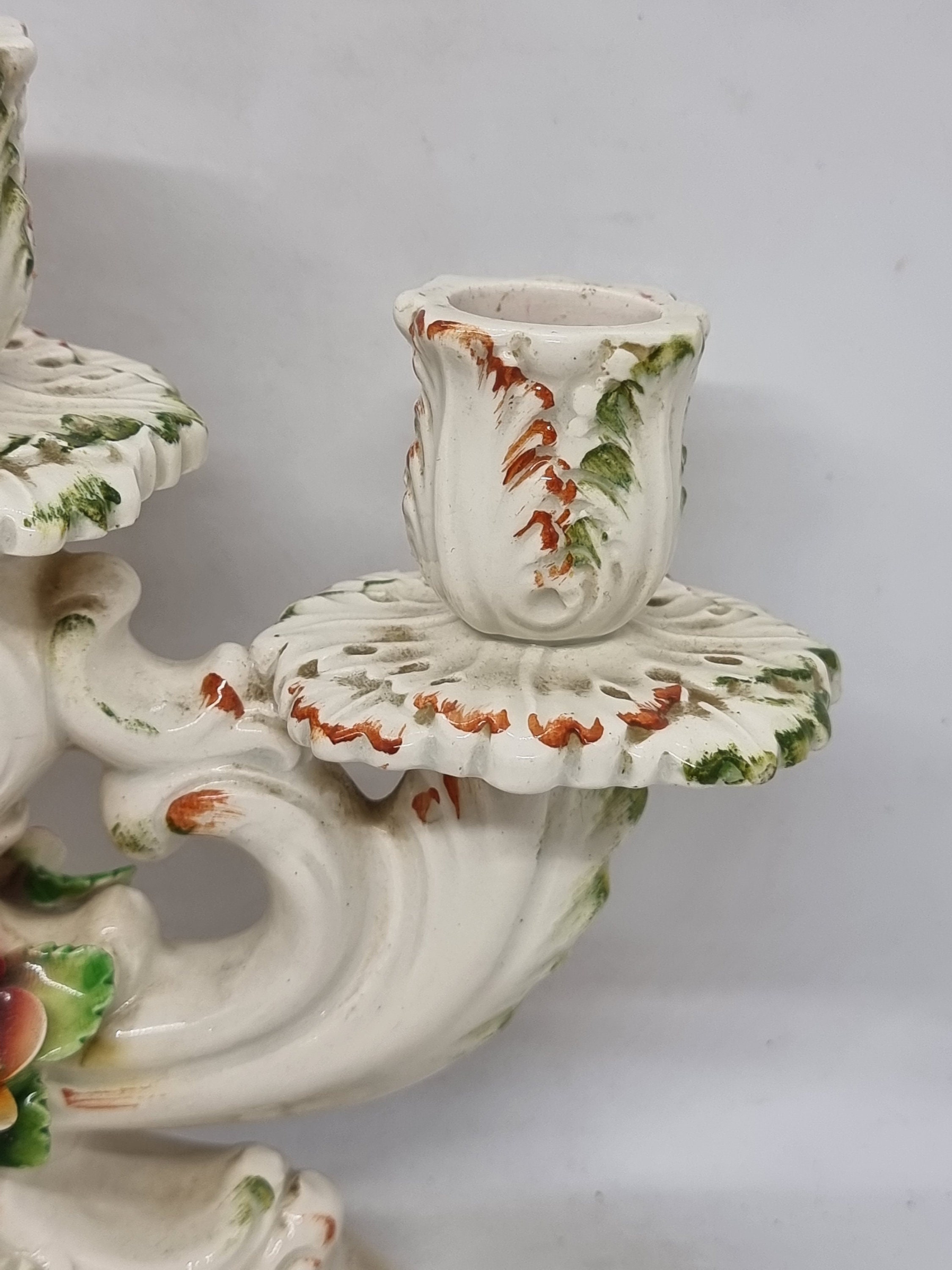 Vintage Italian Porcelain Candlestick for Three Candles - Etsy