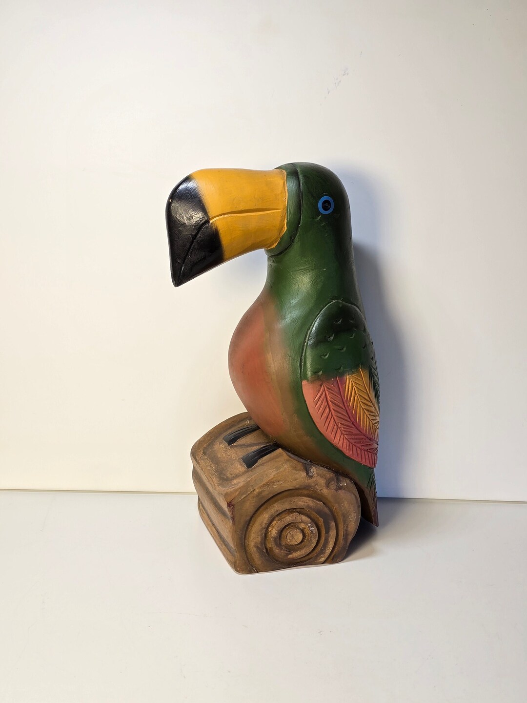 Vintage Hand-carved Wooden Toucan Statue Colorful Tropical Bird ...