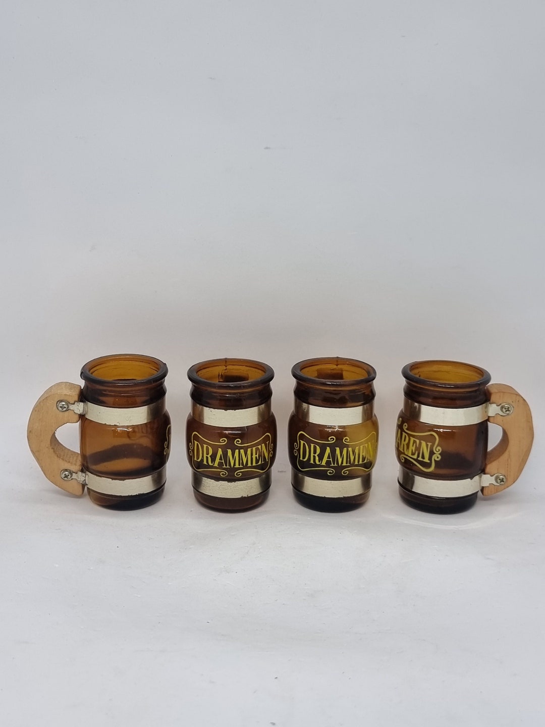 Set of 4 Vintage 1960s Siesta Ware "jamaren" Barrel Amber Glass Mugs ...