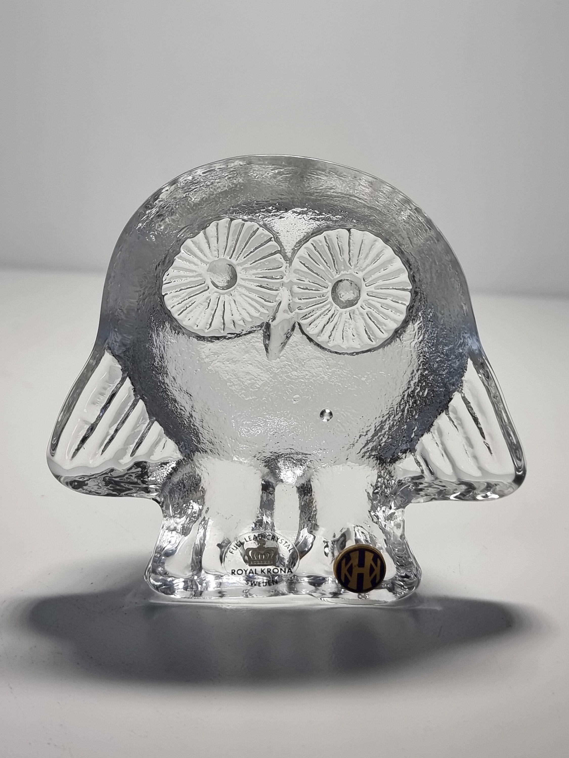 Collectible Glass Owl Paperweight by Lisa Larson Royal Krona - Etsy