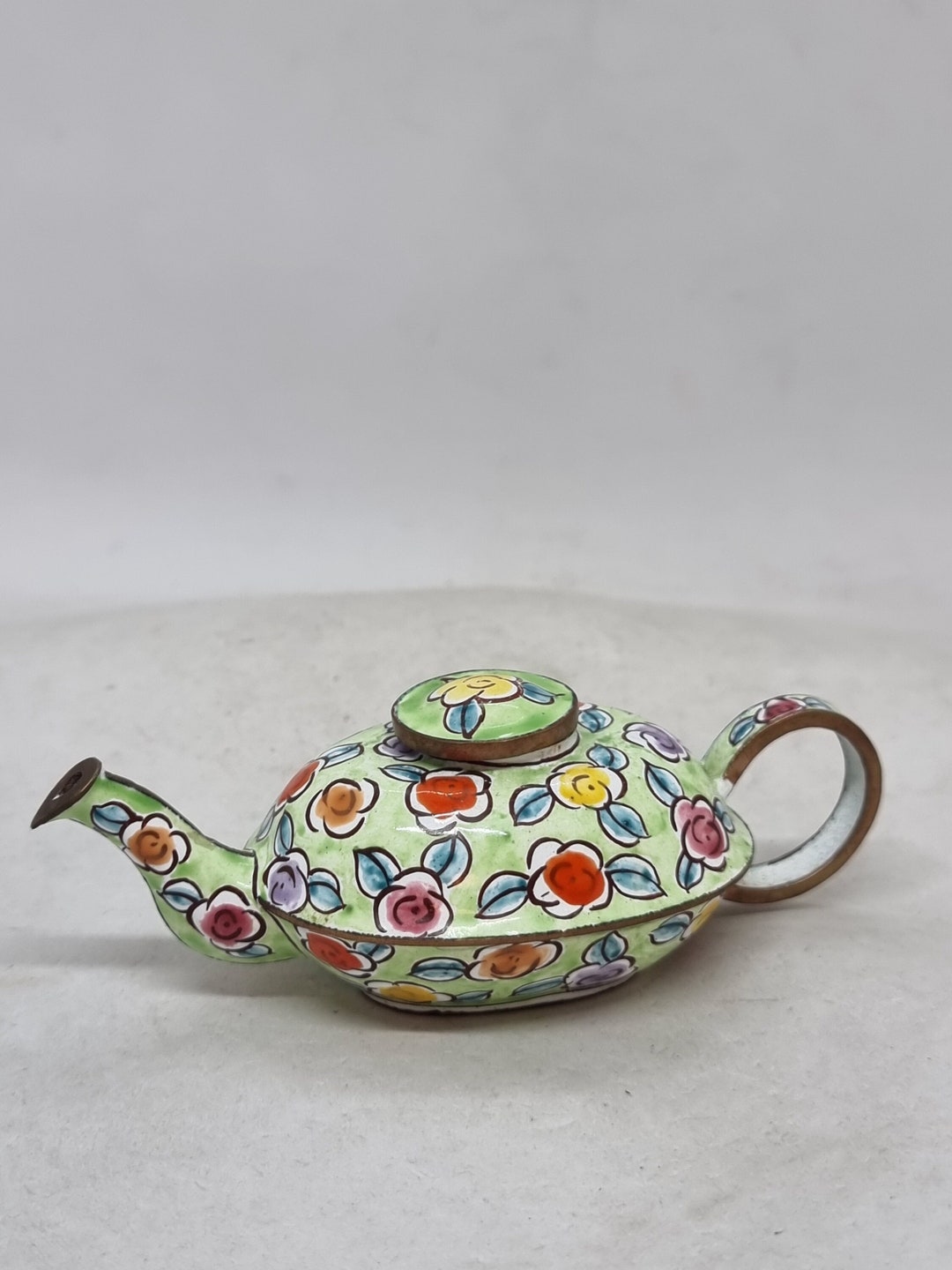 Vintage Trade & Aid Enamel Copper Hand Painted Colorful Small Teapot - Etsy