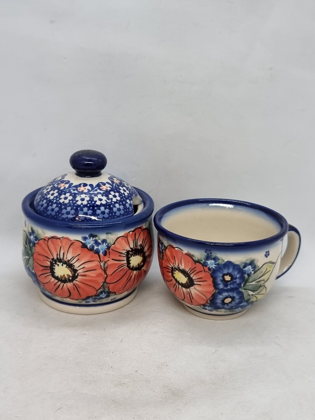 Vintage Ceramic Cup and Sugar Bowl | Hand Made in Poland | - Etsy