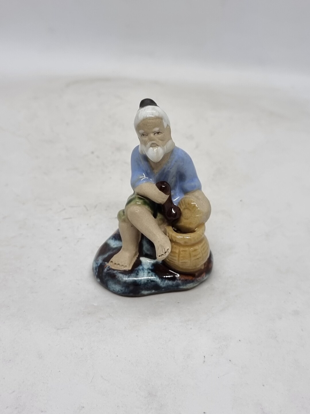 Vintage Chinese Mud Man "fisherman" Figurine | - Etsy