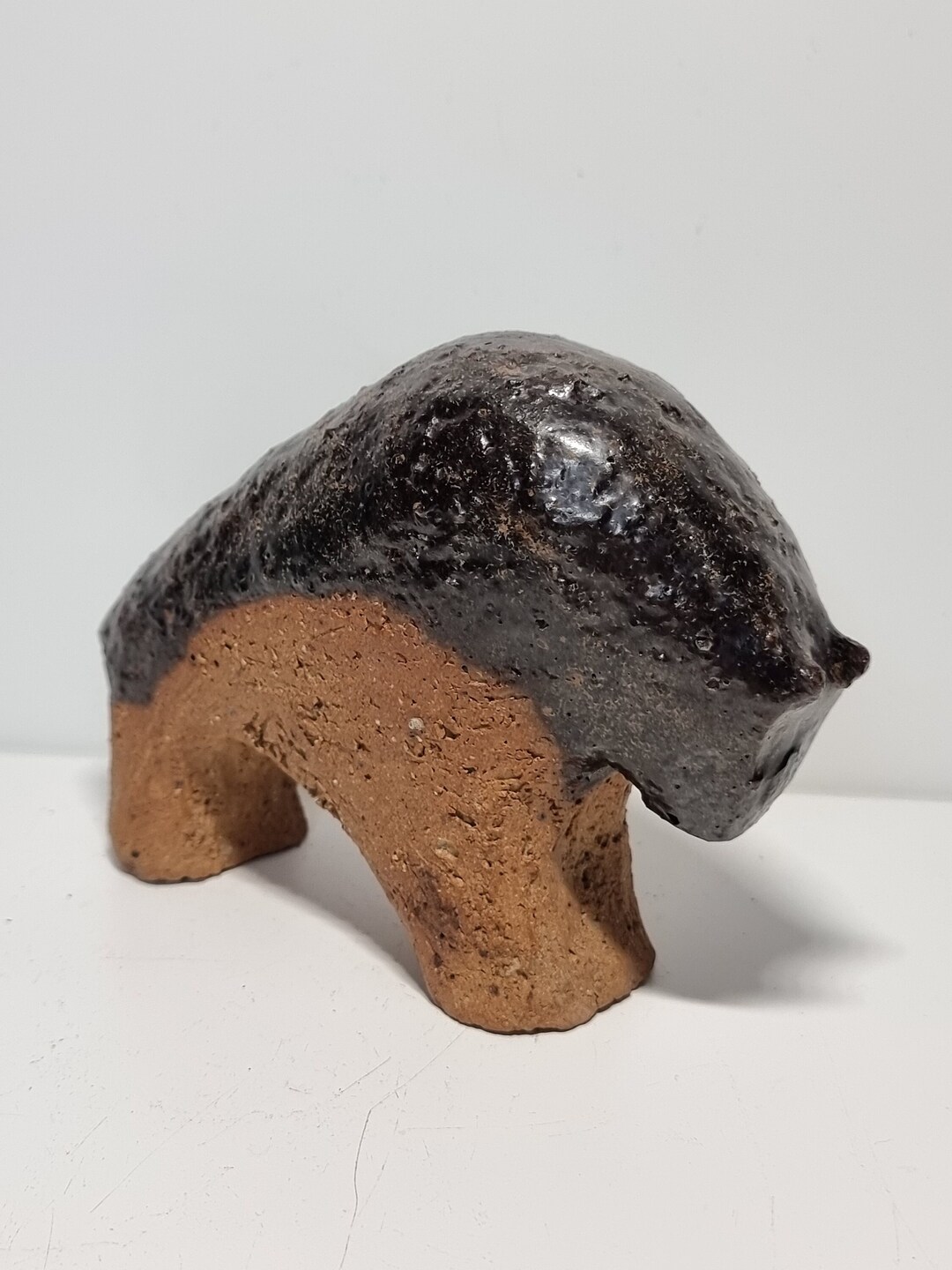 Vintage Stoneware Bull Figurine | Scandinavian Style | - Etsy