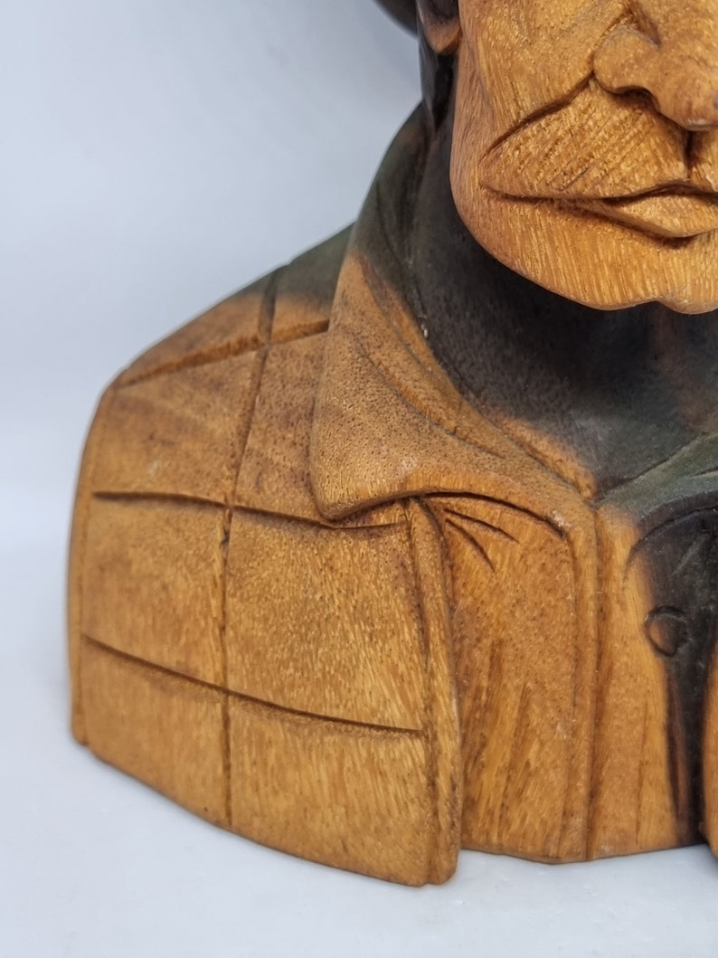 Vintage Hand Carved Cowboy Full Bust Sculpture - Etsy