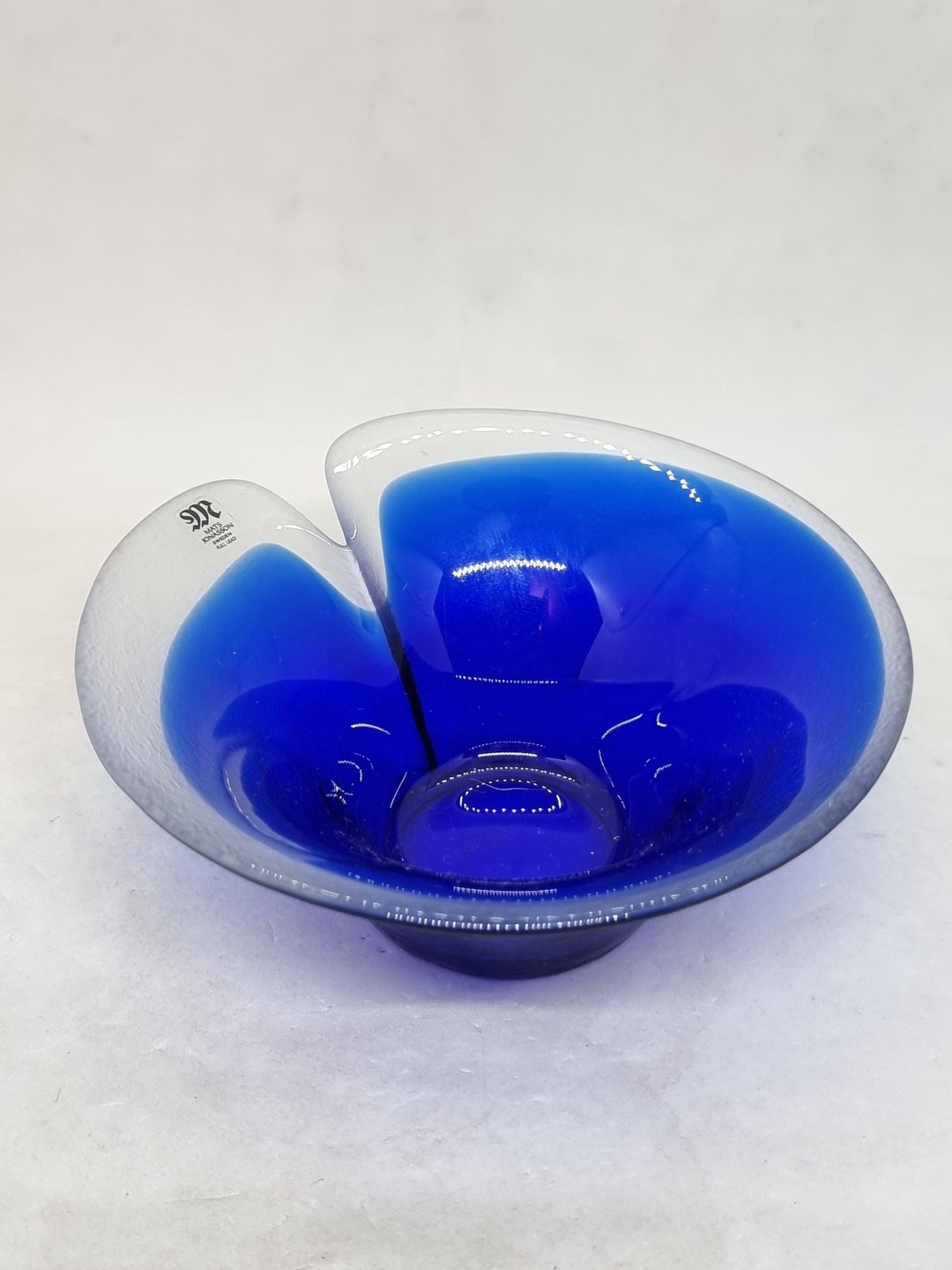 Vintage Cobalt Blue Glass Mats Jonasson Sweden Bowl | - Etsy