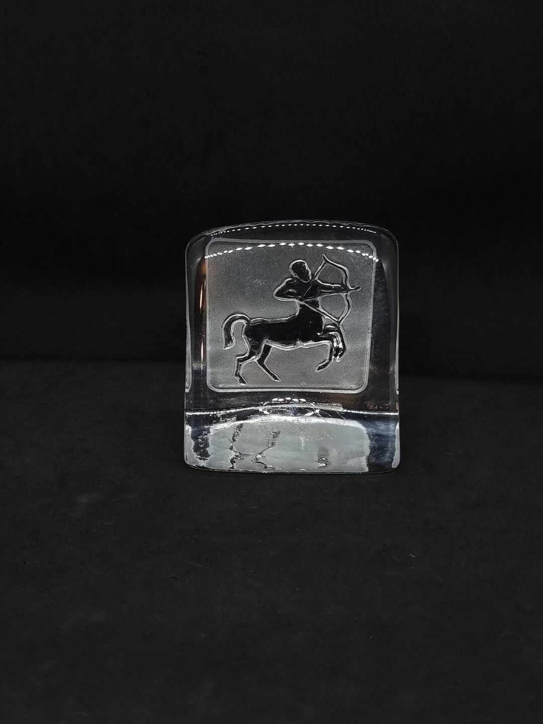 Vintage "nybro" Sweden Crystal Glass Paperweight "sagittarius ...