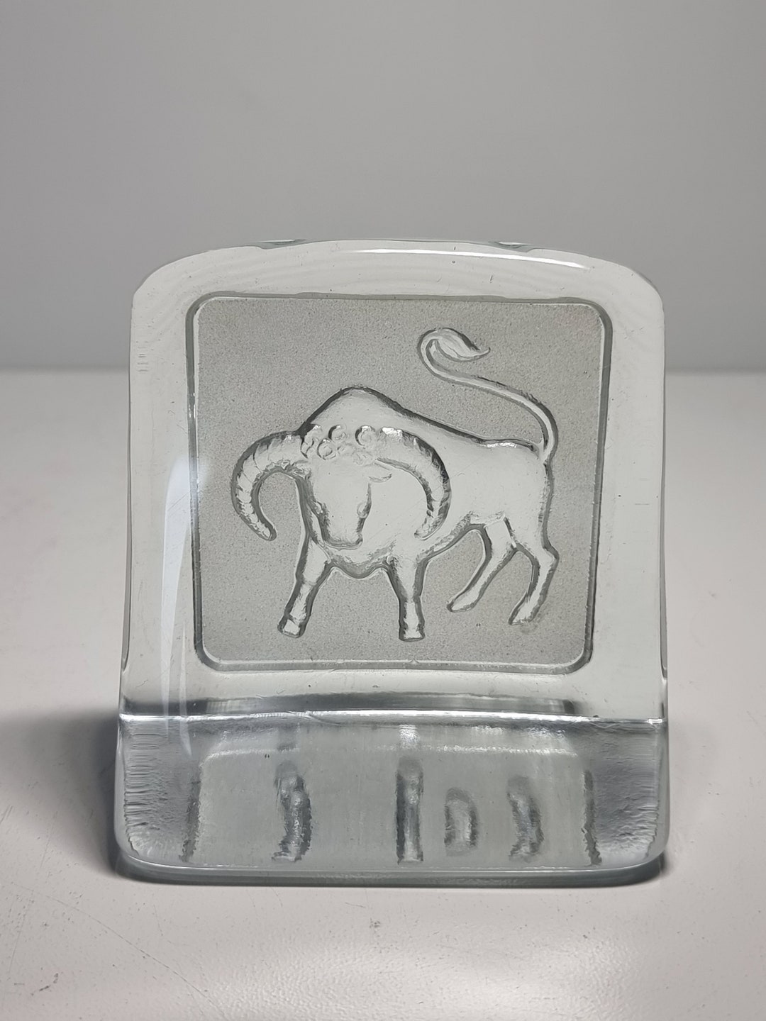 Vintage "nybro" Sweden Crystal Glass Paperweight Bull Sculpture | - Etsy