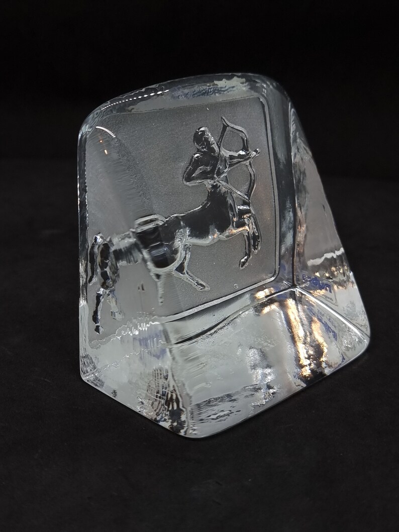 Vintage "nybro" Sweden Crystal Glass Paperweight "sagittarius ...