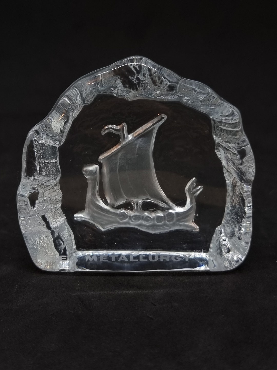 Vintage Glass "ship" Paperweight | Made in Sweden | - Etsy