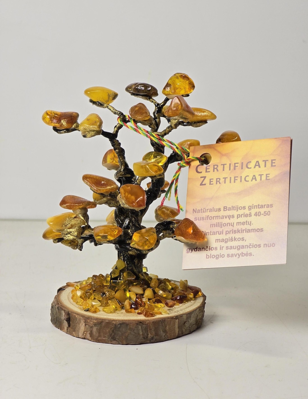 Handmade Natural Baltic Amber Tree on Wooden Base - Etsy