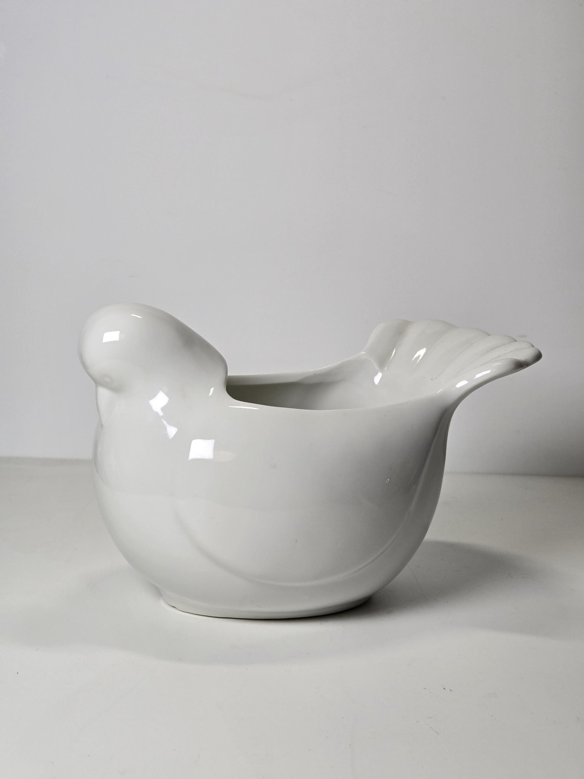 Vintage Lisa Larson White Ceramic Bird Planter - Scandinavian Design - Etsy