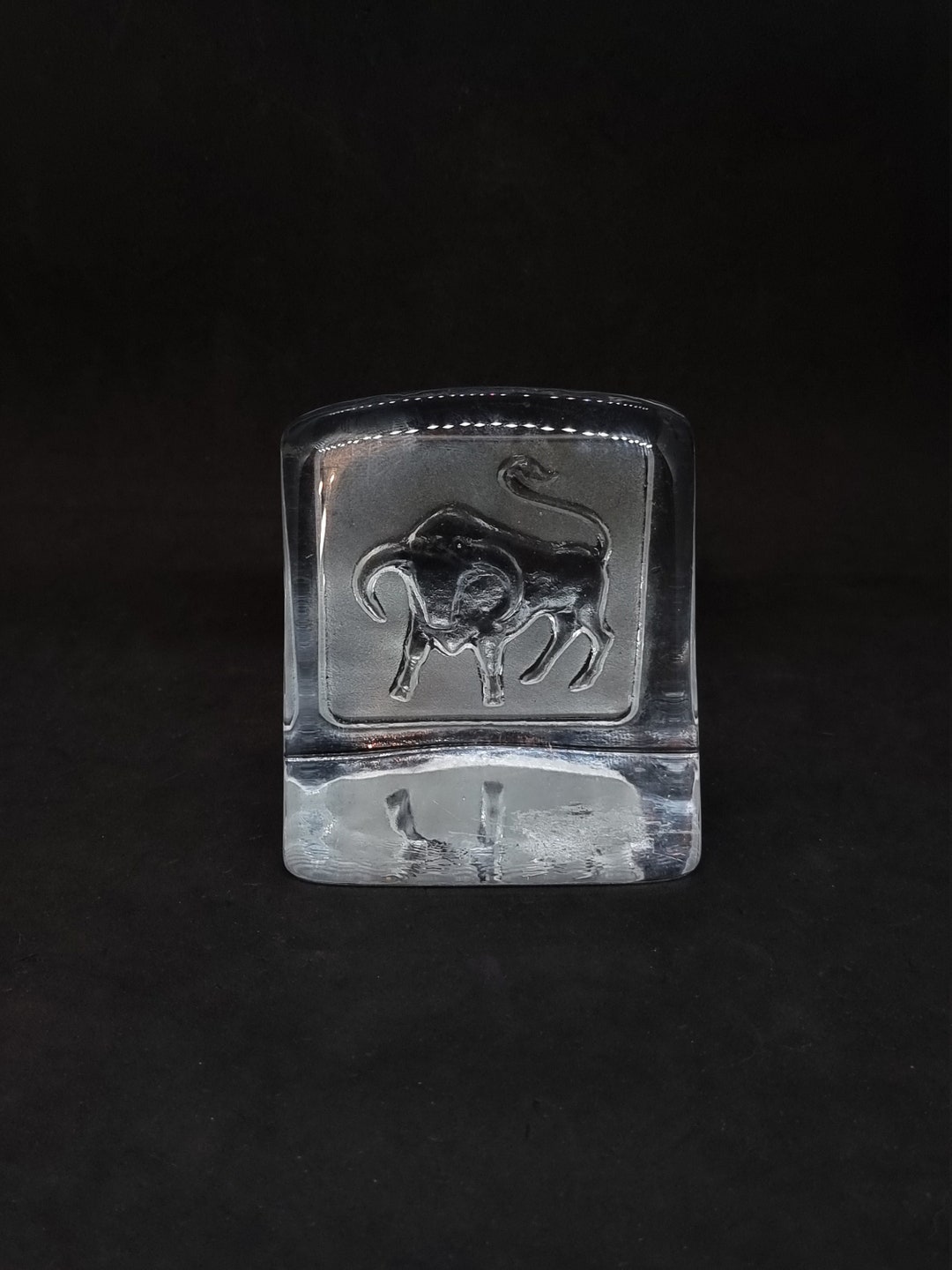 Vintage "nybro" Sweden Crystal Glass Paperweight Bull Sculpture | - Etsy