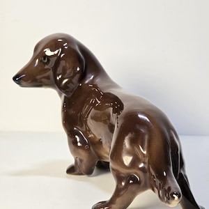 Vintage Ceramic Dachshund Glossy Brown Figurine | - Etsy