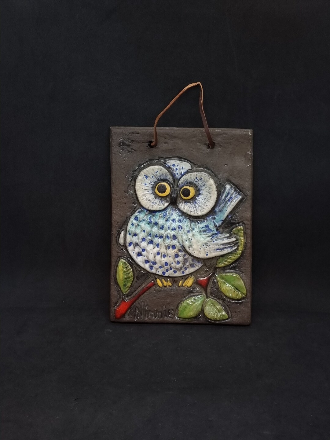Vintage Ninnie Forsgren 1960s Ceramic Wall Plaque owl Handmade in ...