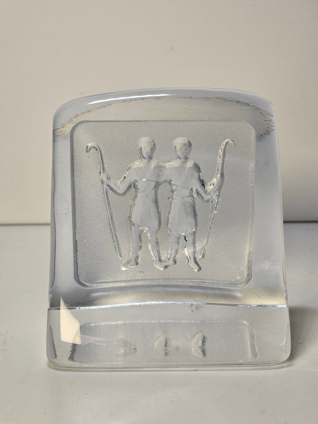 Vintage nybro Sweden Crystal Glass Paperweight gemini Sculpture - Etsy