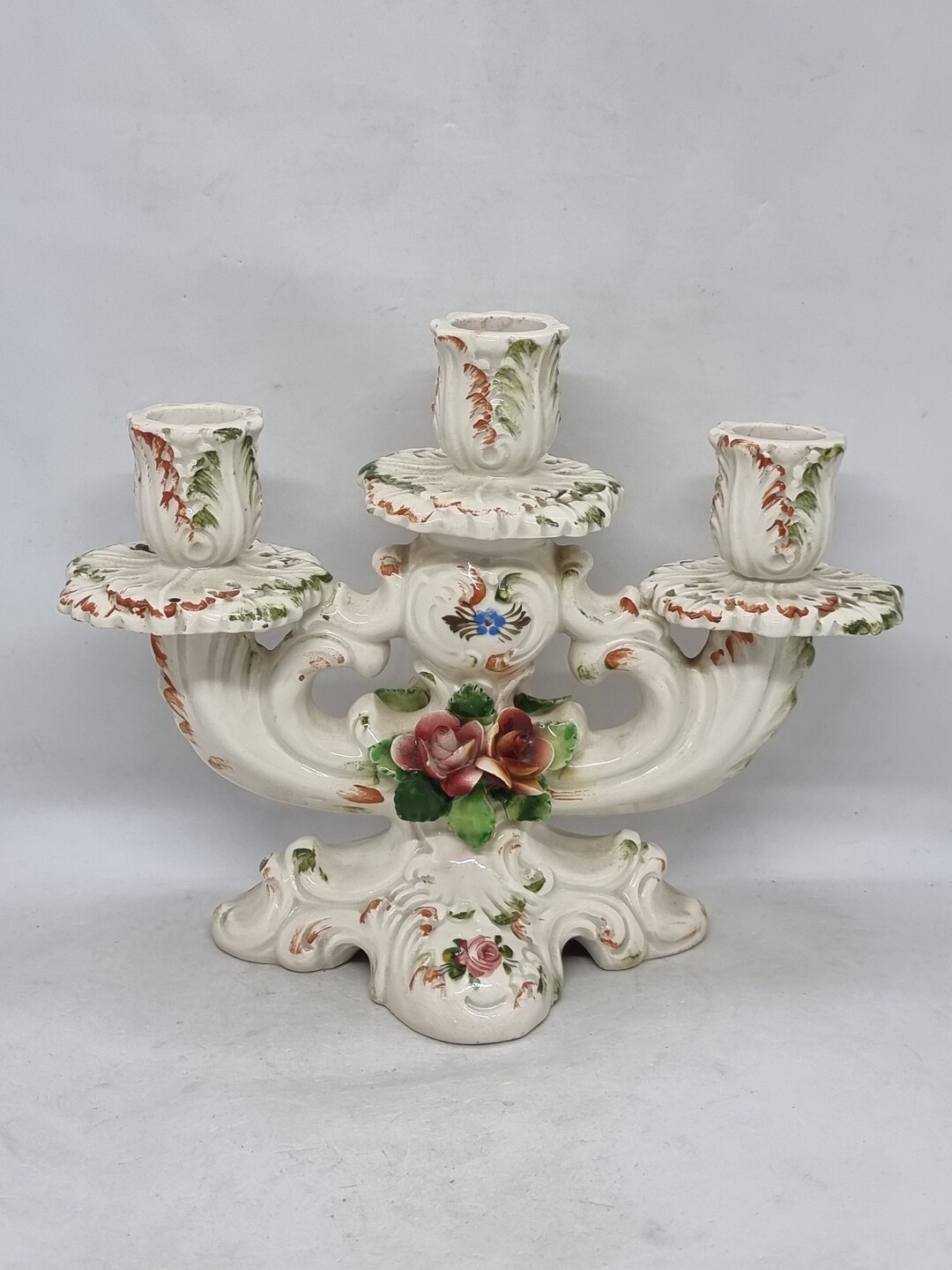 Vintage Italian Porcelain Candlestick for Three Candles | - Etsy