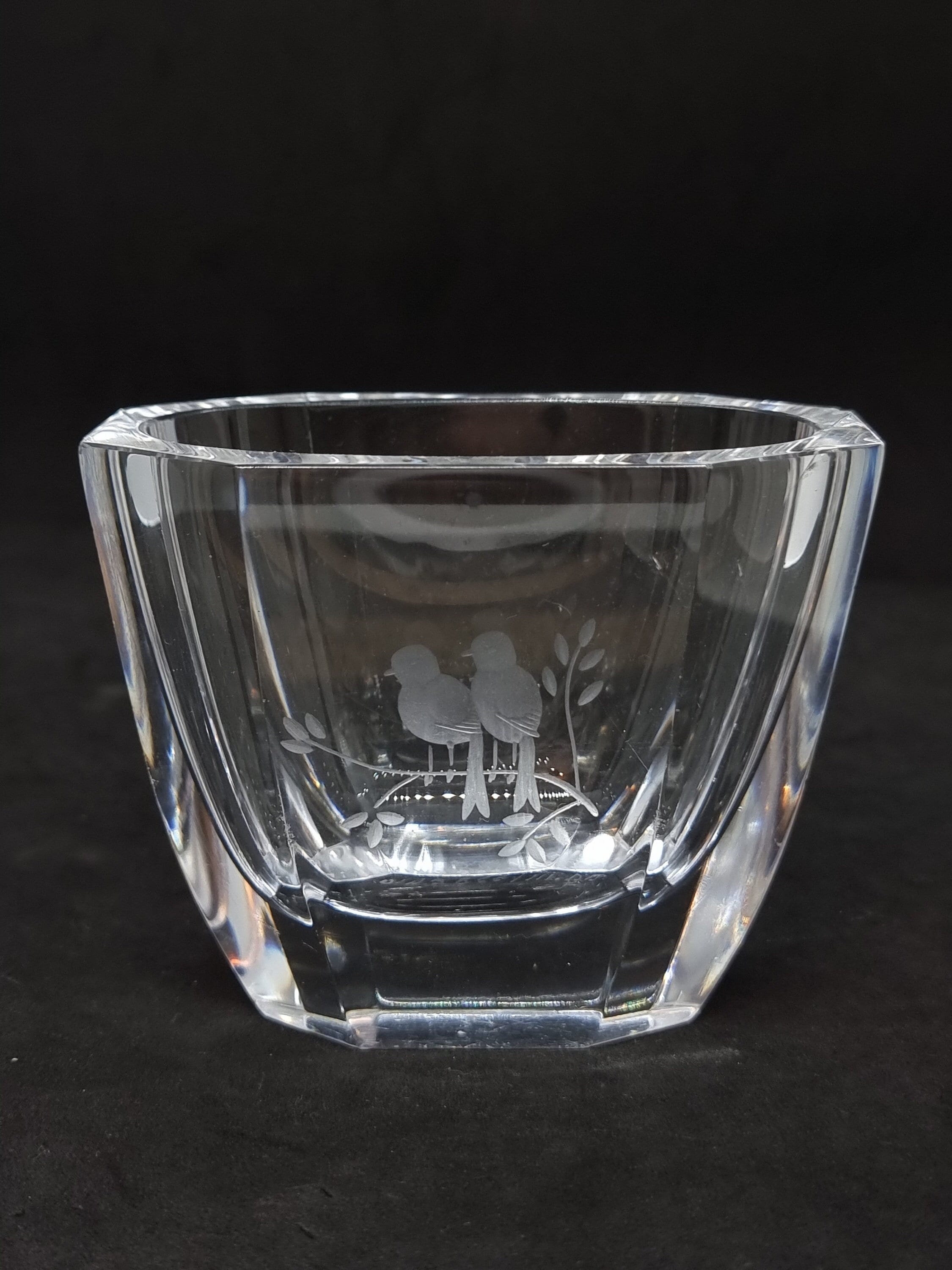 Orrefors Crystal Glass Vase birds Made in - Etsy