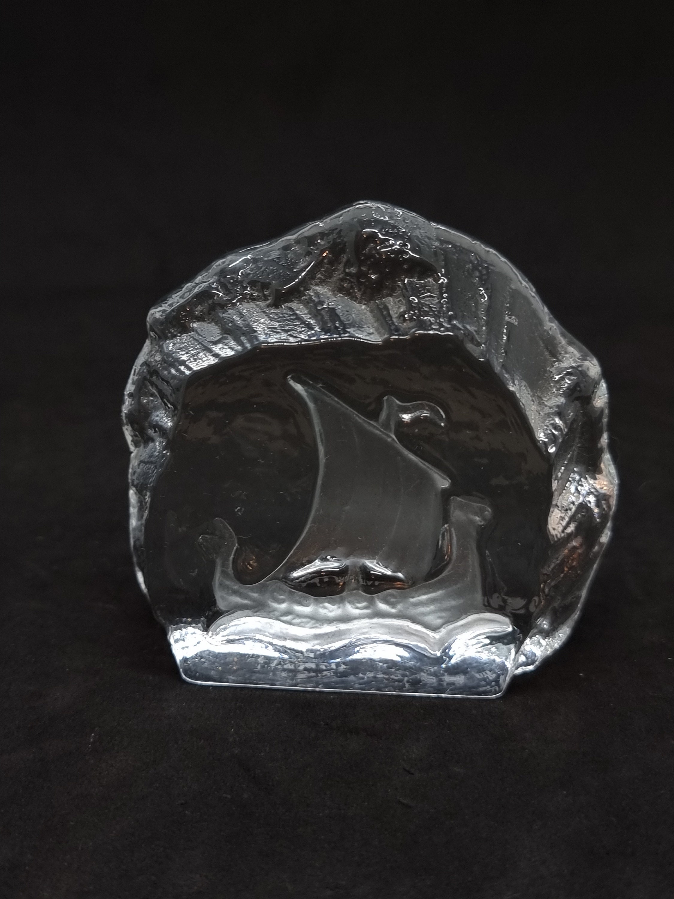 Vintage Glass ship Paperweight Made in Sweden - Etsy