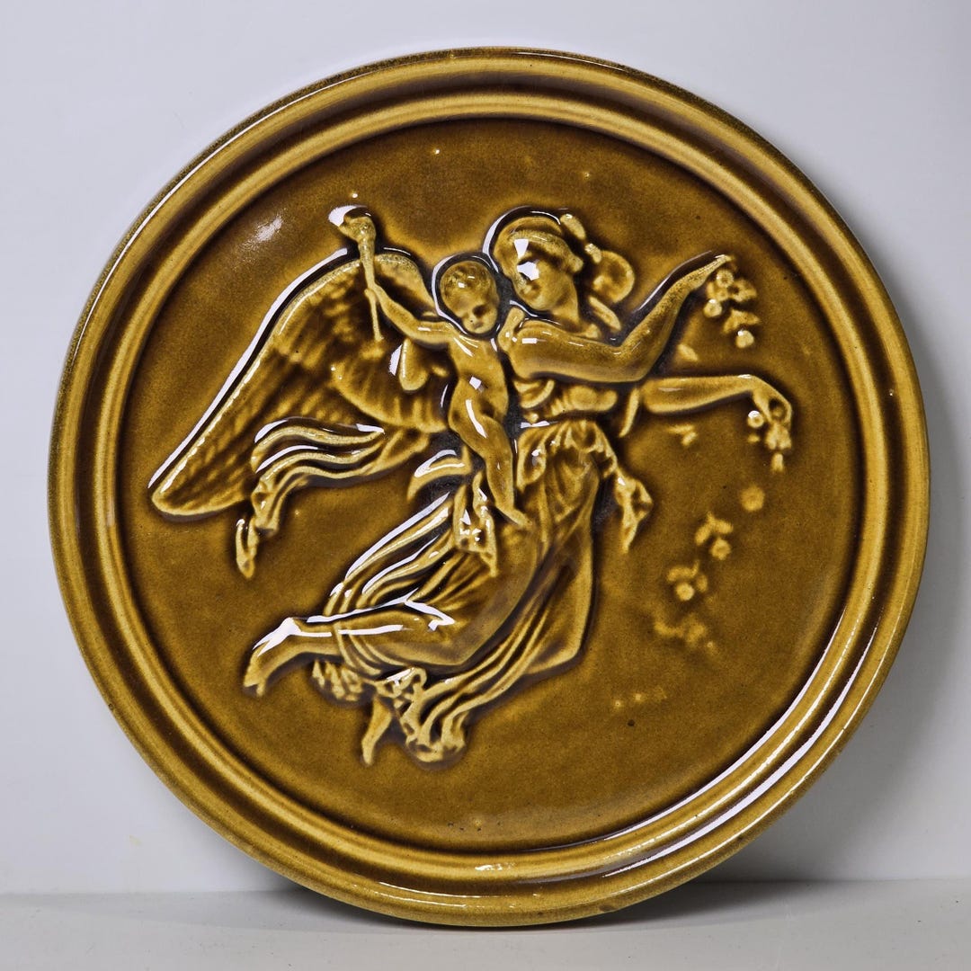 Vintage Embossed Ceramic Wall Plaque – Angelic Classical Relief - Etsy
