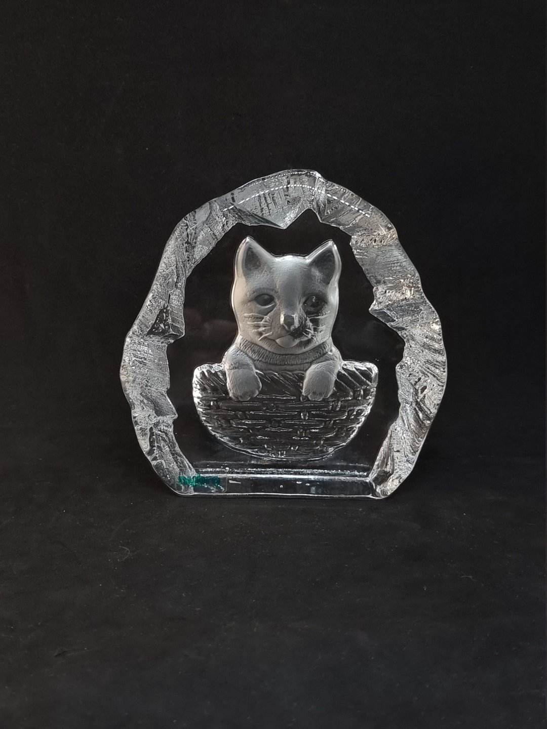 Vintage "nybro" Sweden Crystal Glass Paperweight Cat Sculpture | - Etsy