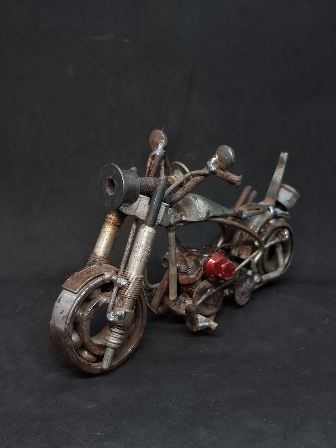 Vintage Handmade Metal Motorcycle Statue | - Etsy