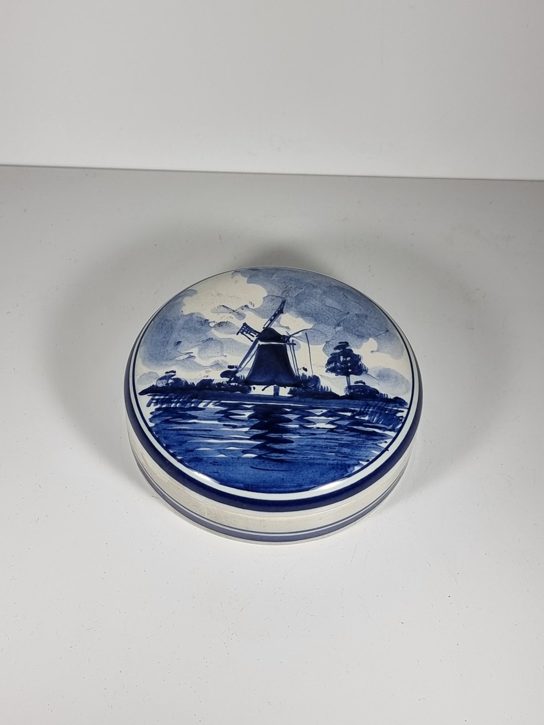 Vintage Hand Painted "delfts" Ceramic Trinket Dish With Lid | Made in ...