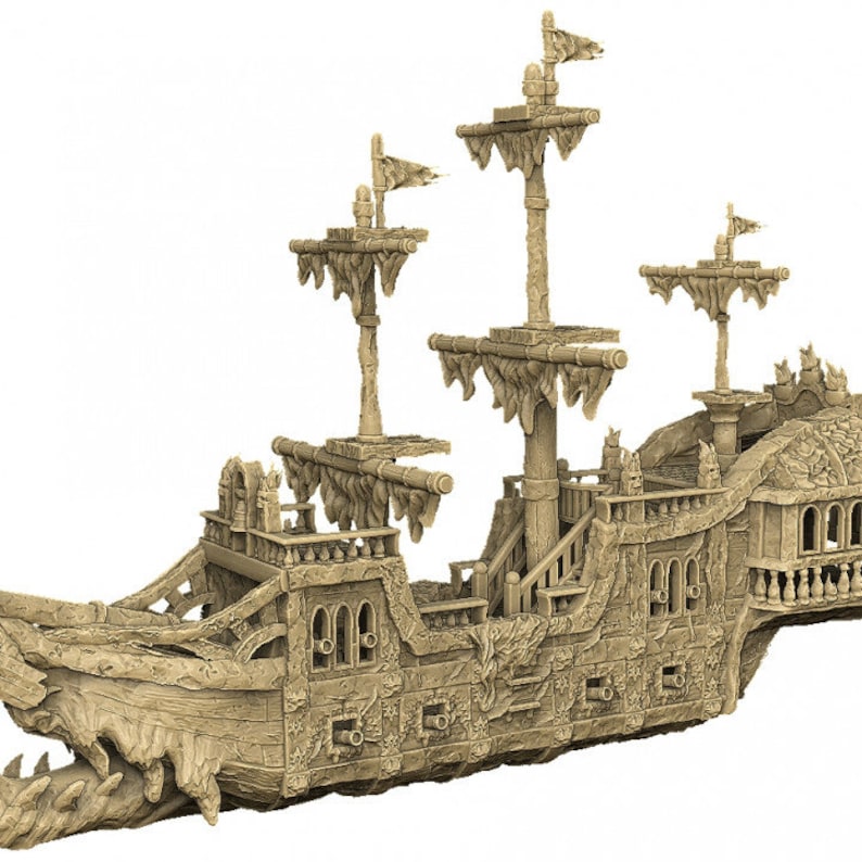 Ghost Pirate Ship Terrain Haunted Dungeons and Dragons Pathfinder 15mm ...