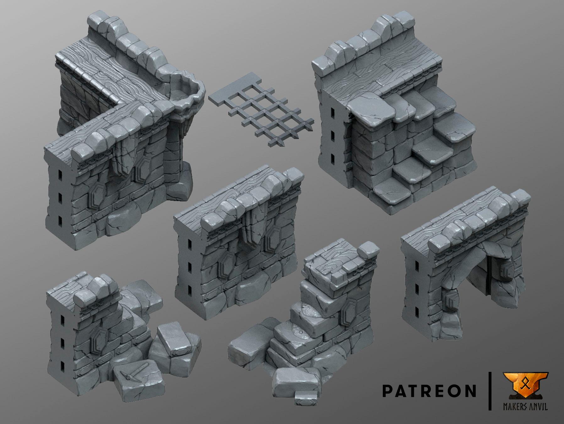 Dwarf Wall Terrain Modular Stronghold Dungeons and Dragons 15mm 28mm ...