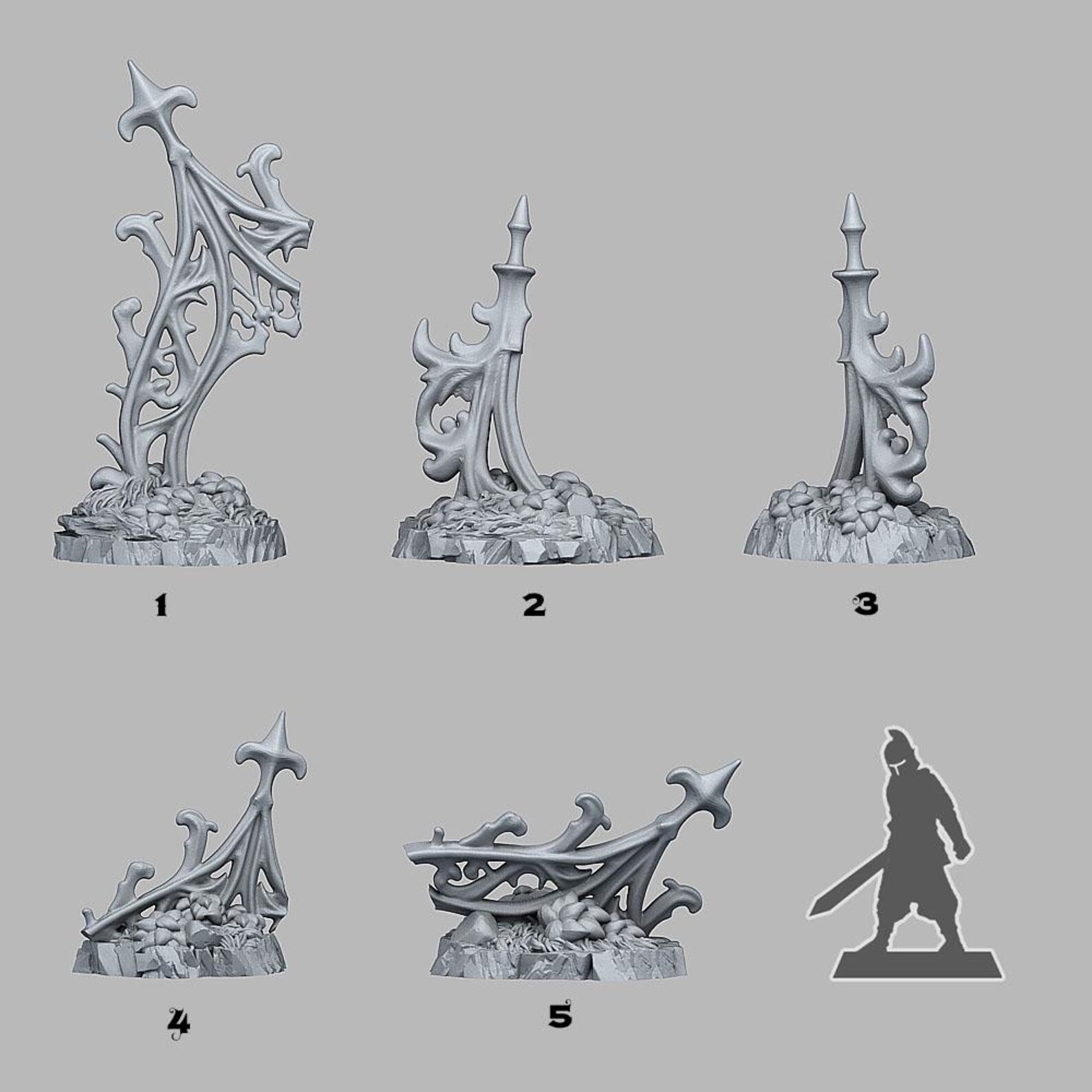 Ruins Scatter Terrain | Modular Broken Walls | Gothic Gate | 28–32mm ...