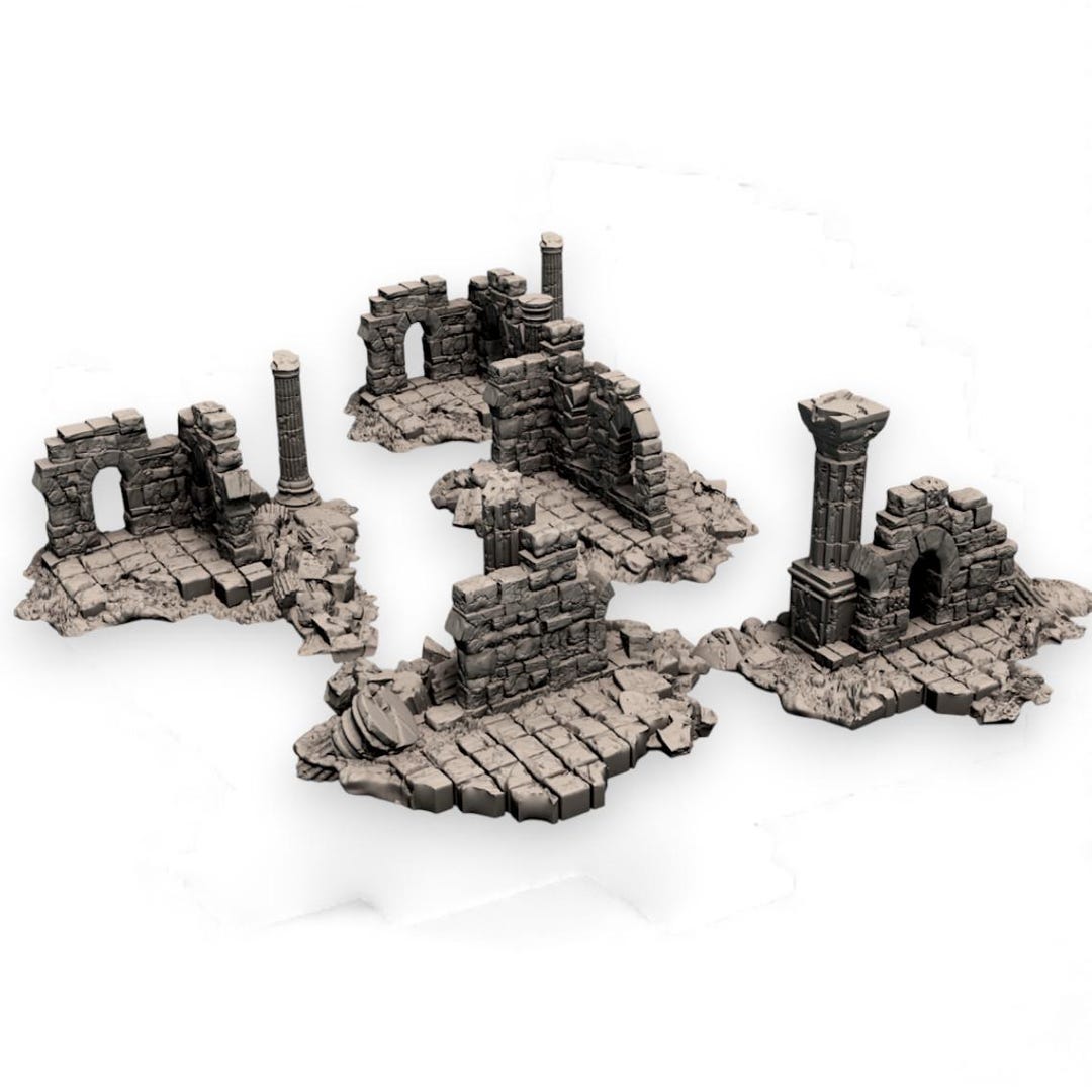 Ruins Scatter Terrain | Modular Broken Walls | Small Ruins | 28–32mm ...