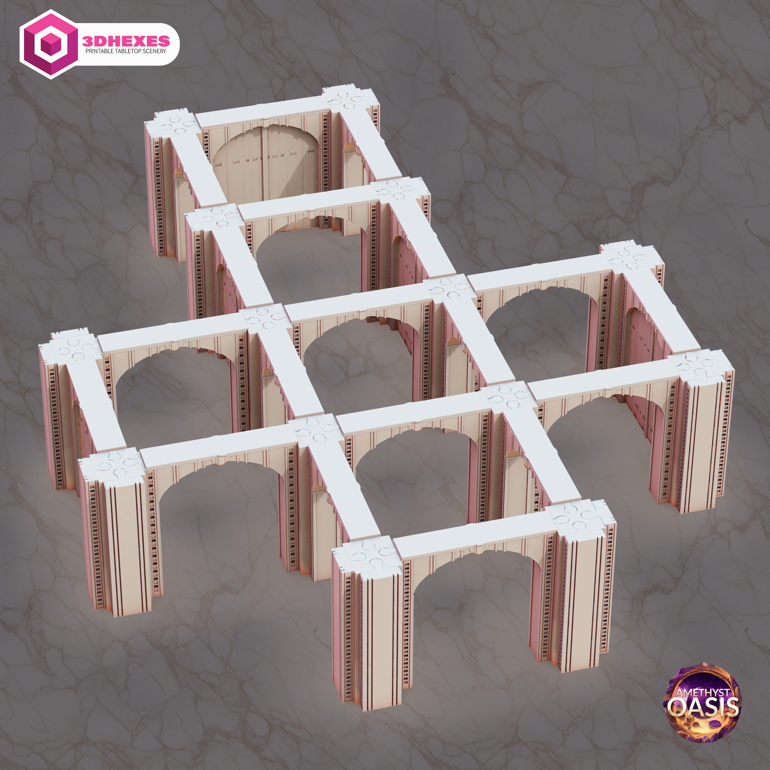 Modular Monumental Temple • Amethyst Oasis • by 3DHEXES | Dungeons and ...