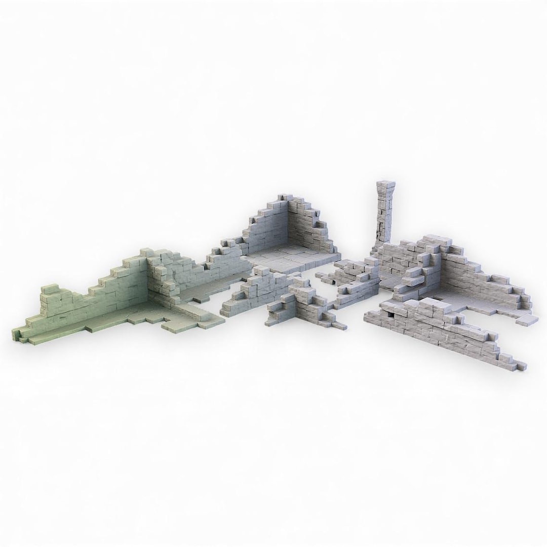 Ruins Scatter Terrain | Modular Broken Walls | Scattered Ruins | 28 ...