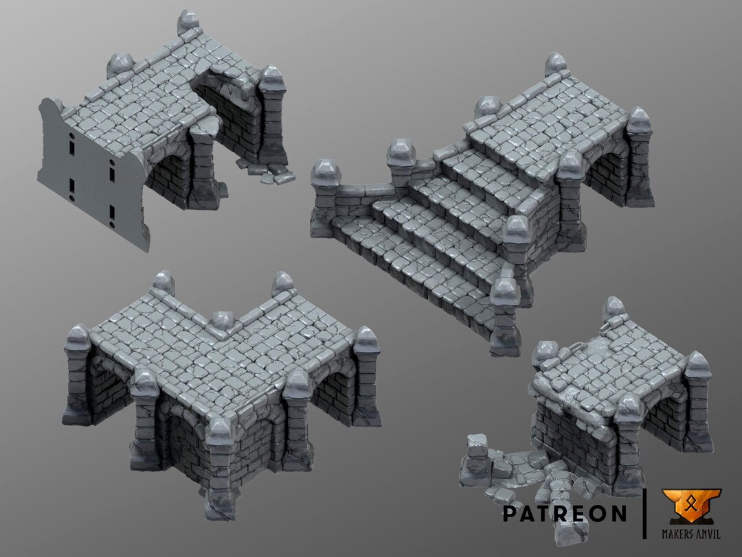 Modular Stone Stairs – Raised Road Dungeon - Ruins Terrain for D&D and ...