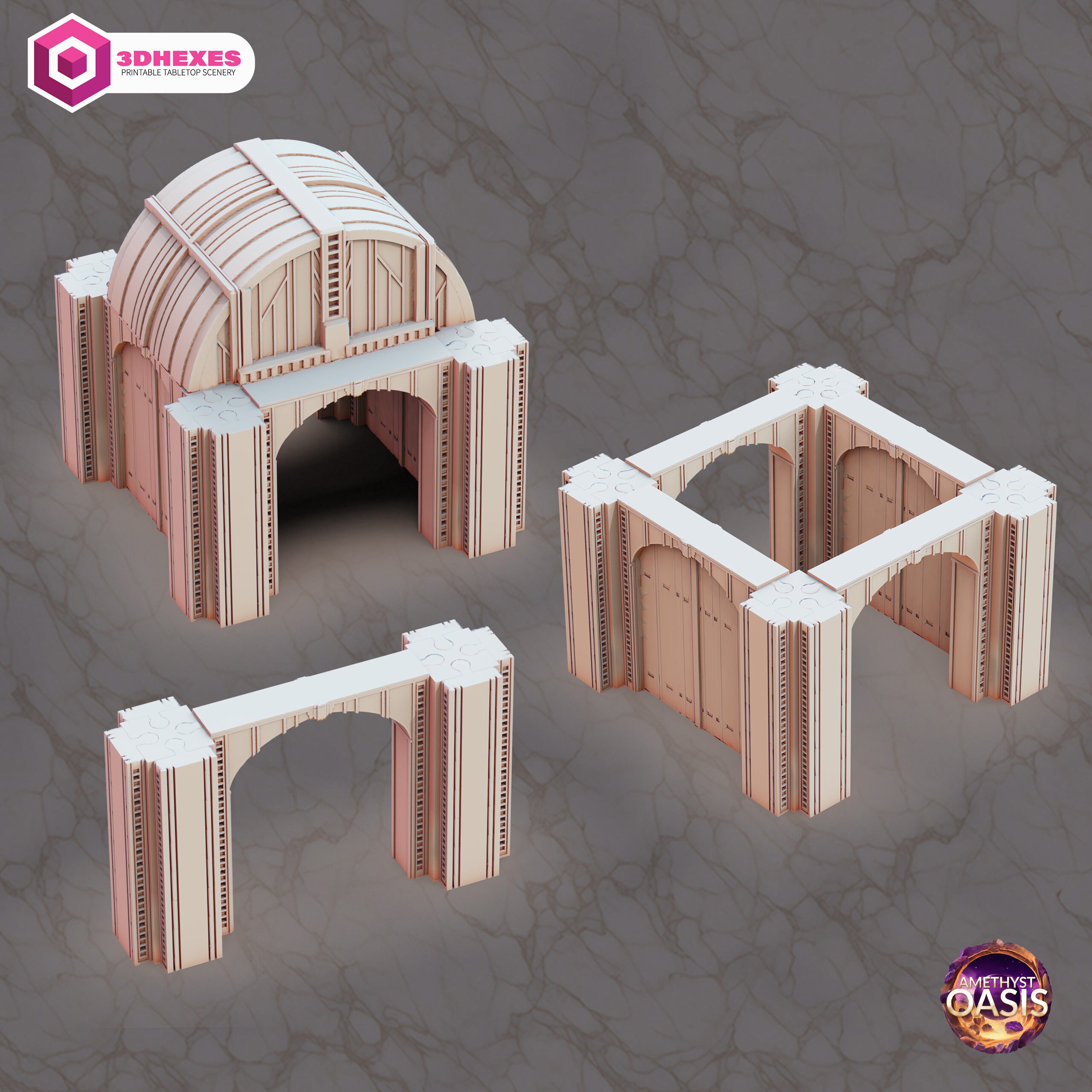 Modular Monumental Temple • Amethyst Oasis • by 3DHEXES | Dungeons and ...
