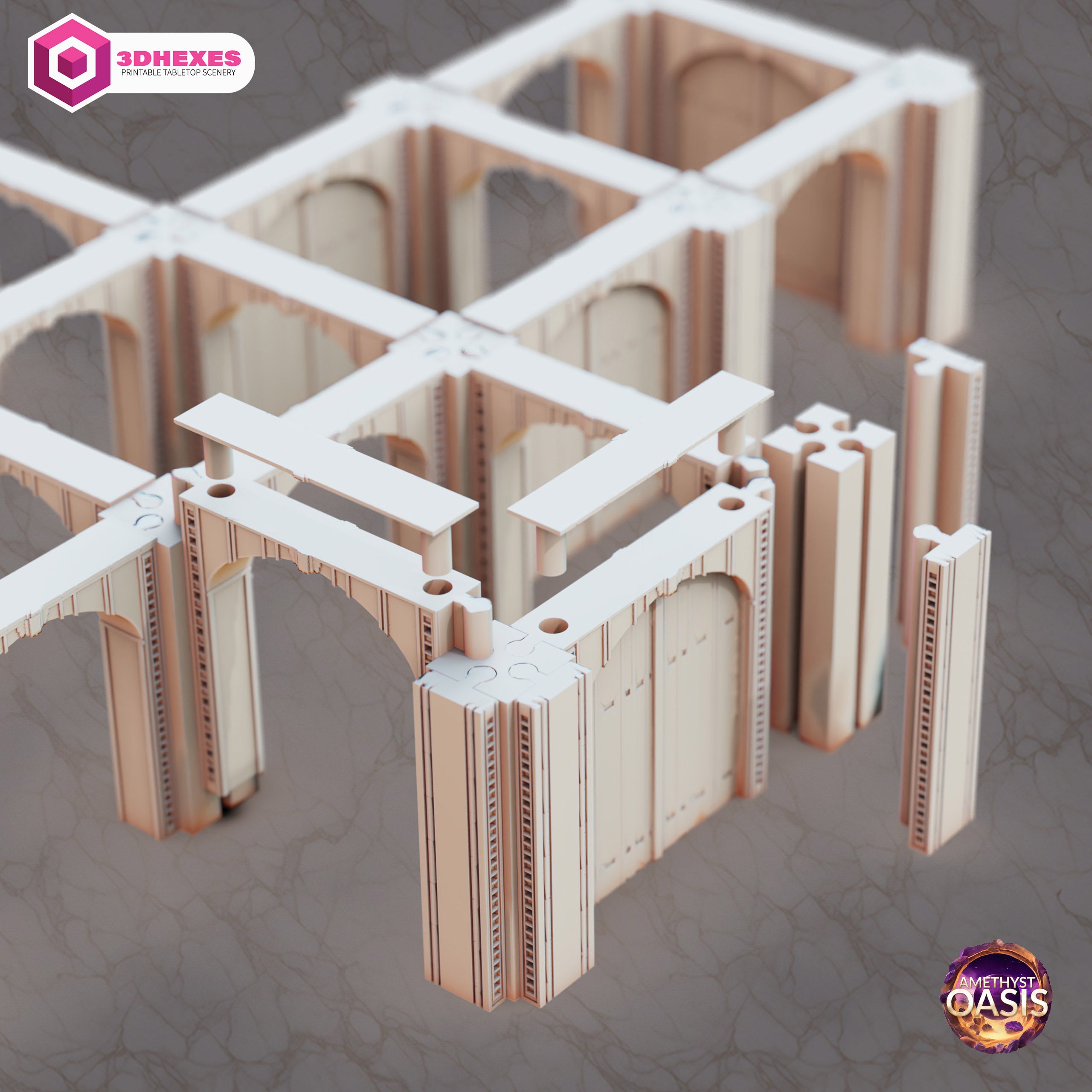 Modular Monumental Temple • Amethyst Oasis • by 3DHEXES | Dungeons and ...