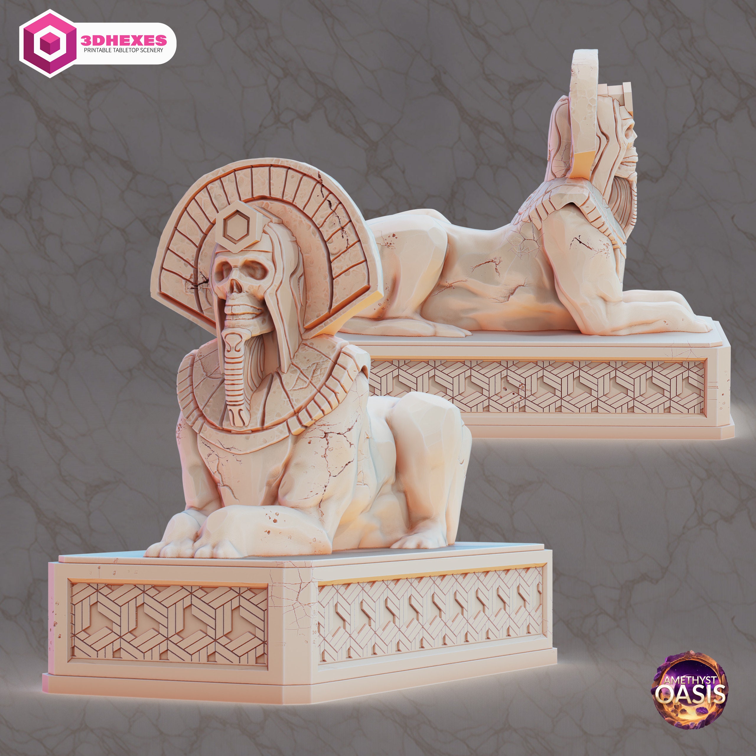 Cursed Sphinx Statue Amethyst Oasis by 3DHEXES Dungeons and Dragons D&D ...