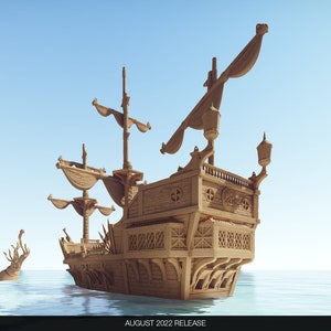 Massive Warship Terrain Ship Dungeons and Dragons Pathfinder 15mm 28mm ...