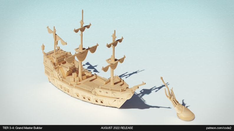 Massive Warship Terrain Ship Dungeons and Dragons Pathfinder 15mm 28mm ...