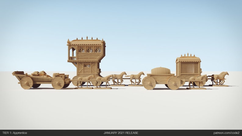 Medieval Wagons Carts Terrain | 15mm 28mm 32mm Dnd Miniature Scatter ...