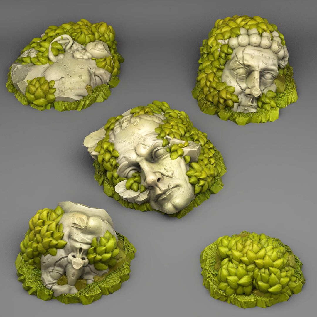 Statue Scatter Terrain – Overgrown Statues Modular Fantasy Ruins for ...