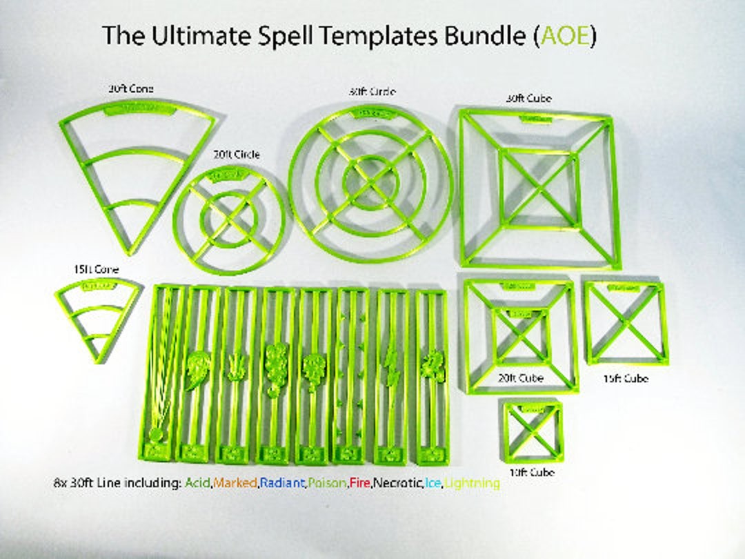 16pcs Spell Markers and Templates Radius AOE Ultimate Set for Dungeons ...