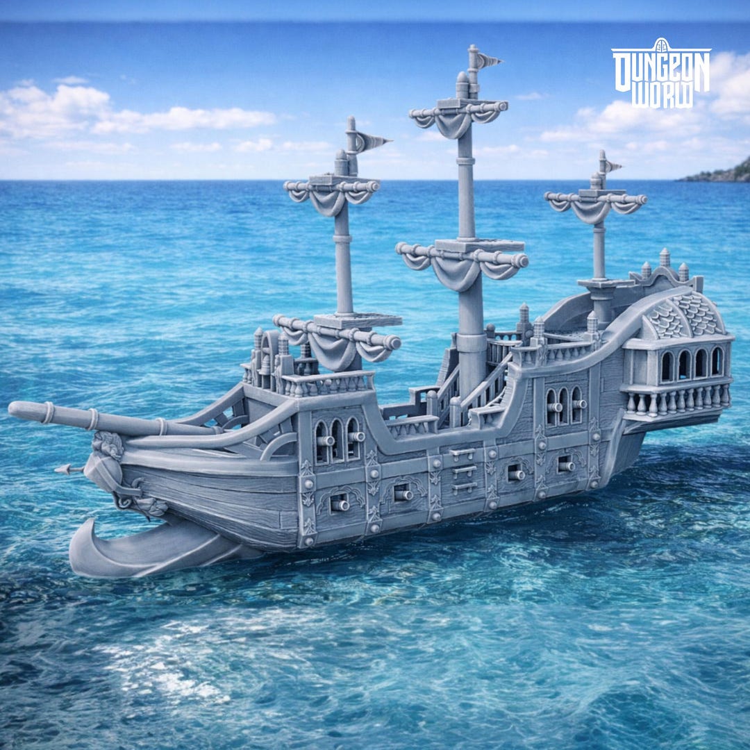 Pirate Ship Terrain Sailing Vessel Dungeons and Dragons Pathfinder 15mm ...
